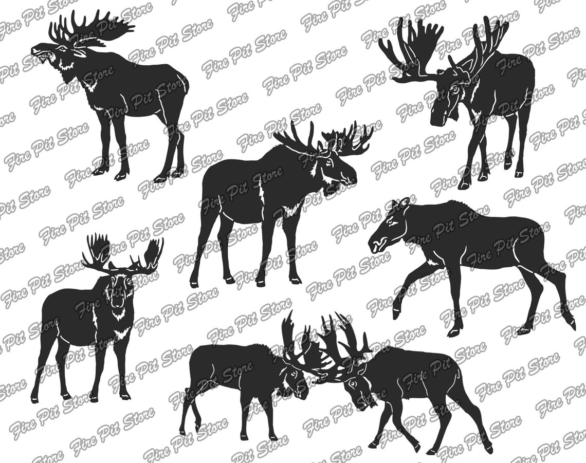 Bundle Mooses. Vector Art File. Digital Files Dxf Svg Png | Etsy
