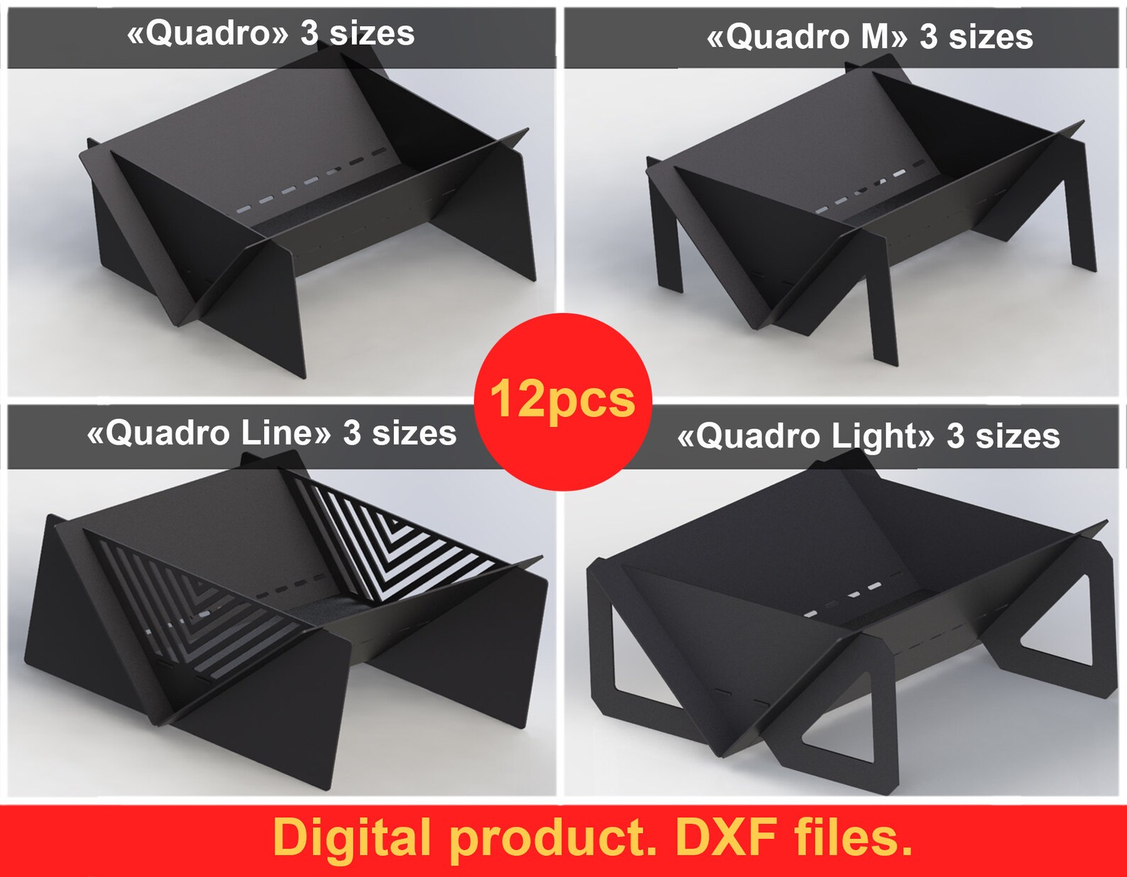 Bundle 12 pcs. Fire Pits Quadro DXF files for plasma laser | Etsy
