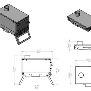 Drawings DXF, SVG Files Plans Tent Stove. Tourist Portable Fire Wood ...