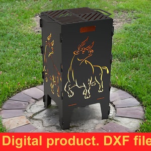 Bull Fire Pit Grill DXF Files for Plasma, Laser, CNC, Fire Pit. Mangal ...