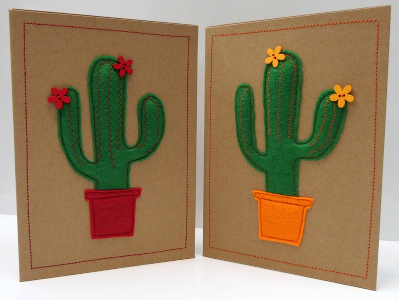 Beautiful, Unique Handmade 3D Cactus Cards. Made From Felt, Buttons ...