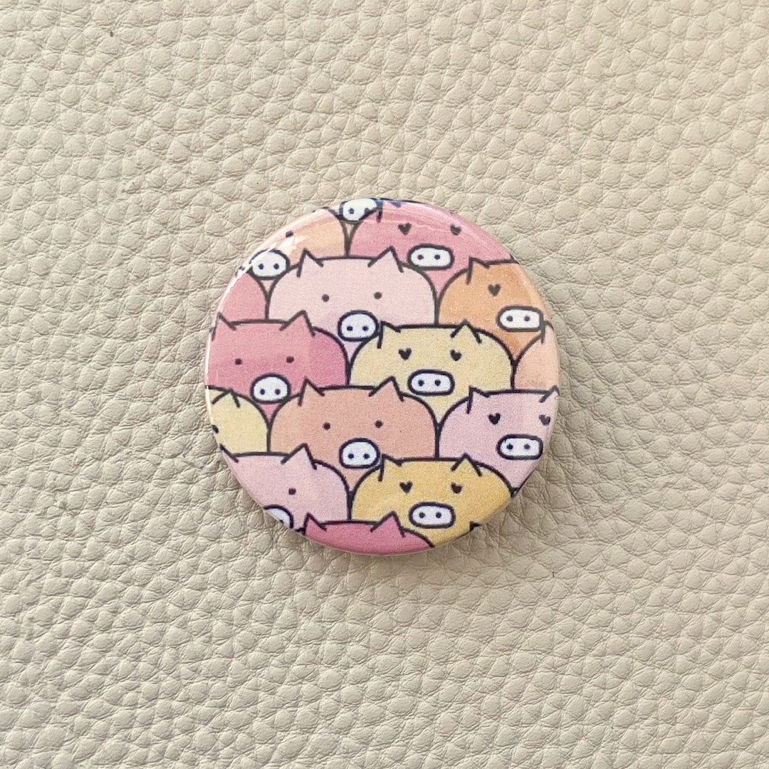 Pig Pin Button Badge, Pet Piggy, Cute Hog, Animal Gift Handmade in ...