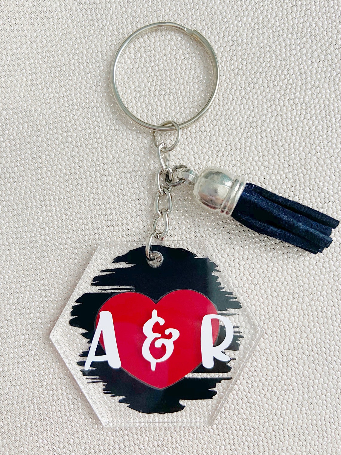 Personalised Valentines Keyring Initial and Heart Keychain - Etsy UK