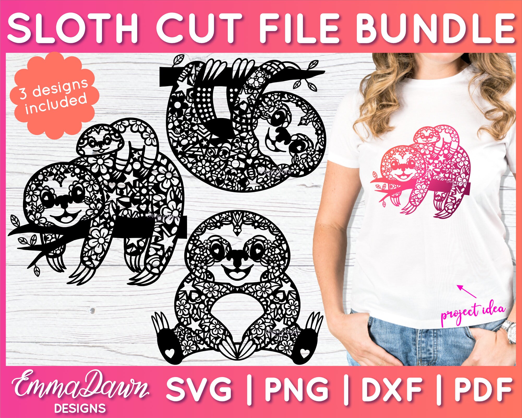 Sloth SVG Bundle Sloth Mandala SVG Bundle Sloth Zentangle - Etsy UK