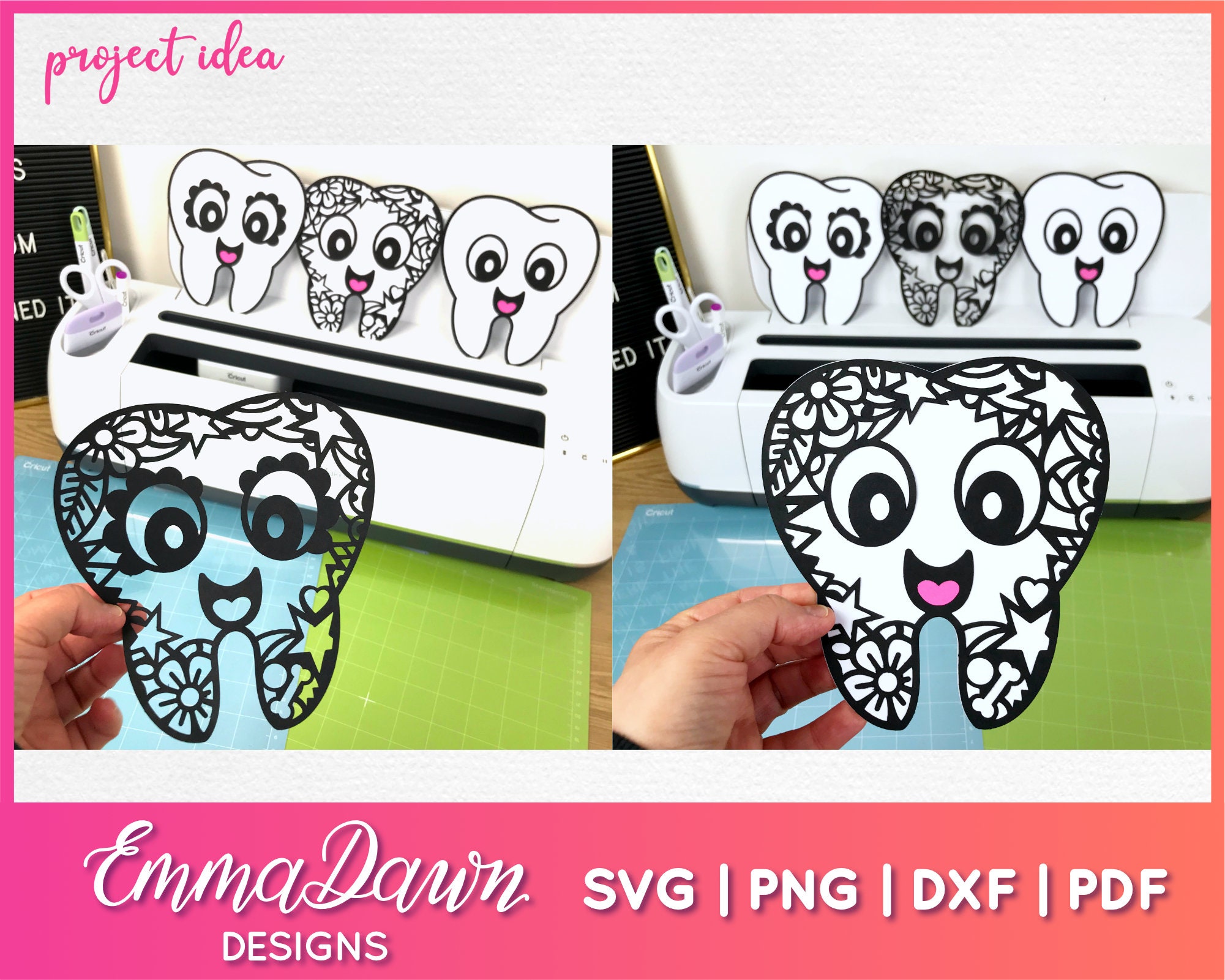 TOOTH MINI BUNDLE Svg 6 Mandala Zentangle Designs Tooth - Etsy