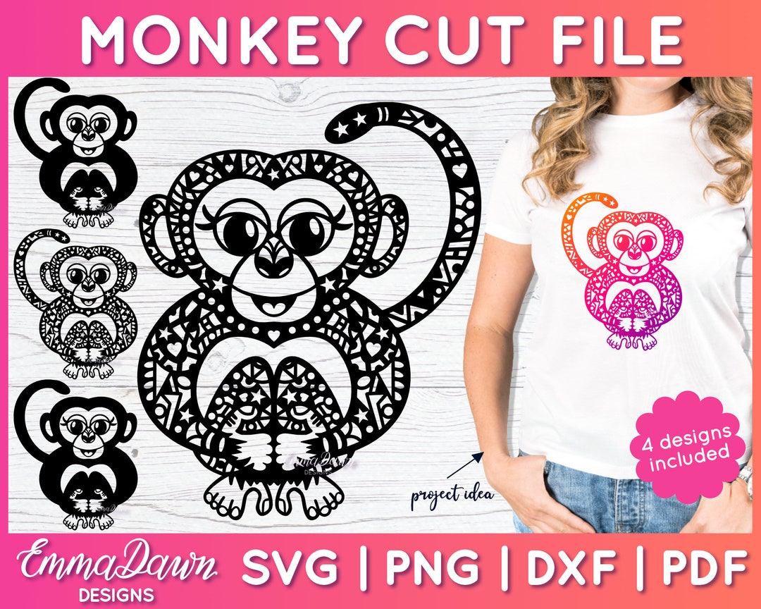 Monkey Svg for Cricut & Silhouette, Cute Monkey SVG Bundle, Monkey ...