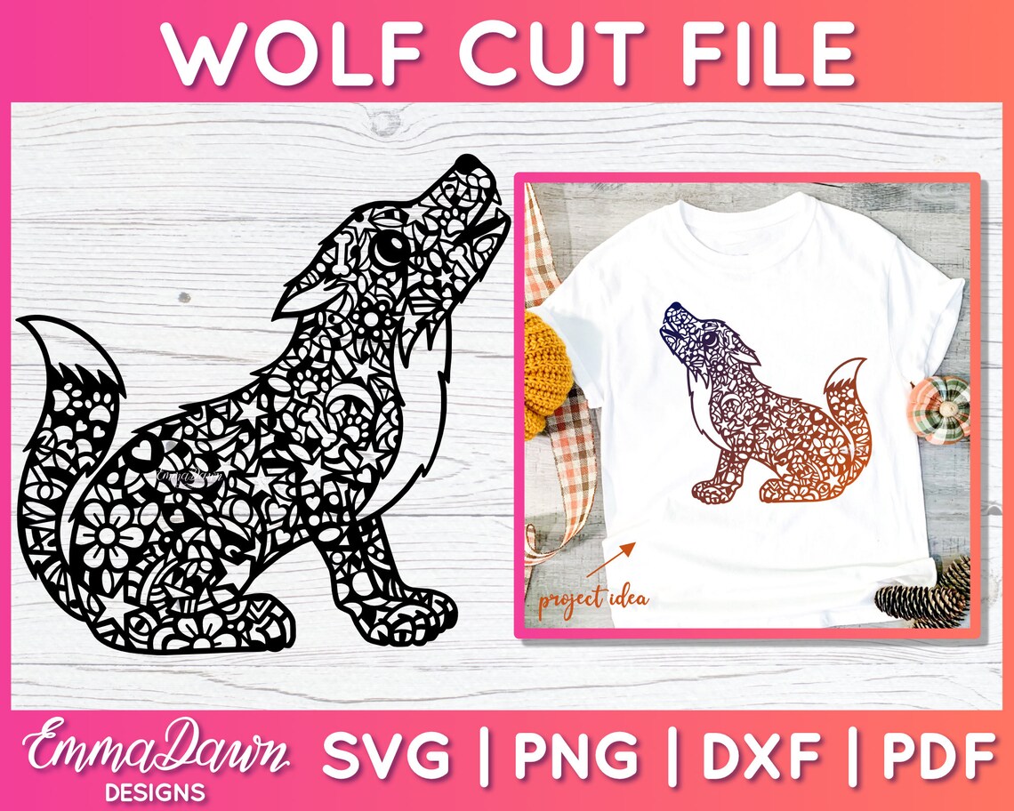 Wolf SVG Howling Wolf Mandala SVG Wolf Zentangle SVG Wolf - Etsy