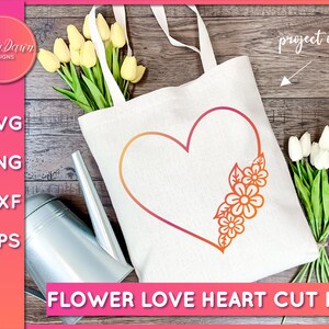 Flower Love Heart SVG, Flower Heart Cut File, Love Heart SVG for Cricut ...