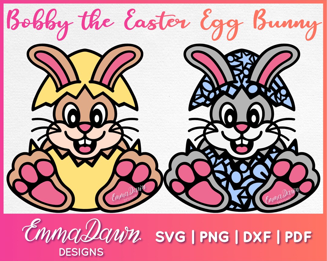 BOBBY the EASTER EGG Bunny Svg 2 Mandala / Zentangle Designs, Easter ...