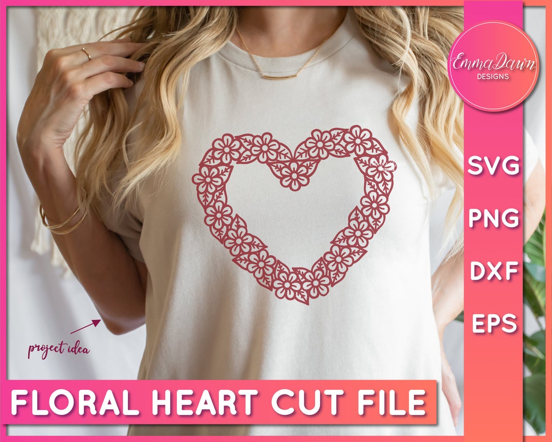 Floral Heart SVG, Flower Heart Cut File, Love Heart SVG for Cricut ...