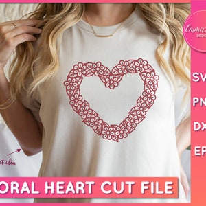 Floral Heart SVG, Flower Heart Cut File, Love Heart SVG for Cricut ...
