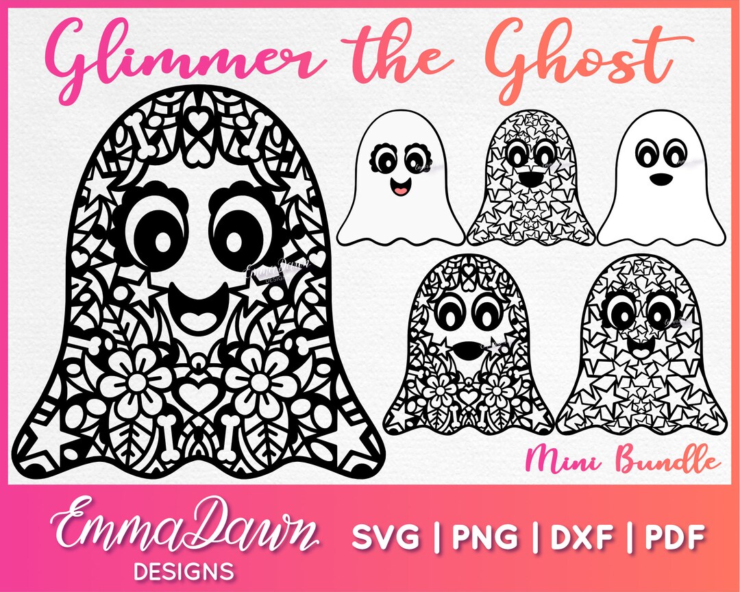 GLIMMER THE GHOST Halloween Mini Bundle Mandala / Zentangle 6 Designs ...
