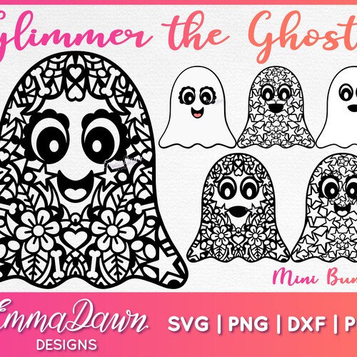 GLIMMER THE GHOST Halloween Mini Bundle Mandala / Zentangle 6 - Etsy