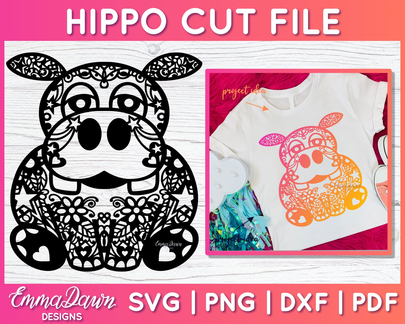 Hippo SVG for Cricut Hippo Mandala SVG Hippo Zentangle Svg - Etsy