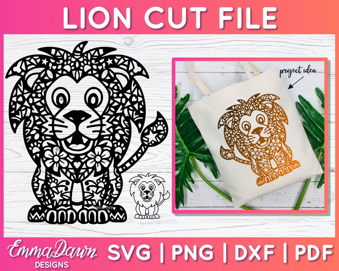 Lion SVG Lion Mandala SVG Lion Zentangle SVG Cut File for - Etsy