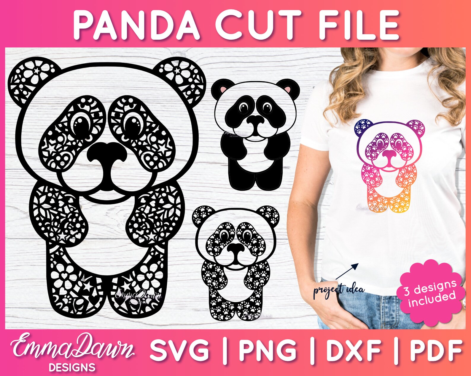 Panda SVG for Cricut and Silhouette Panda Zentangle Cut File - Etsy Canada