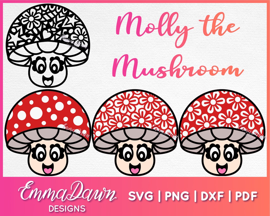 MOLLY the MUSHROOM SVG, 4 Zentangel Mandala Designs, Magic Mushroom Svg ...