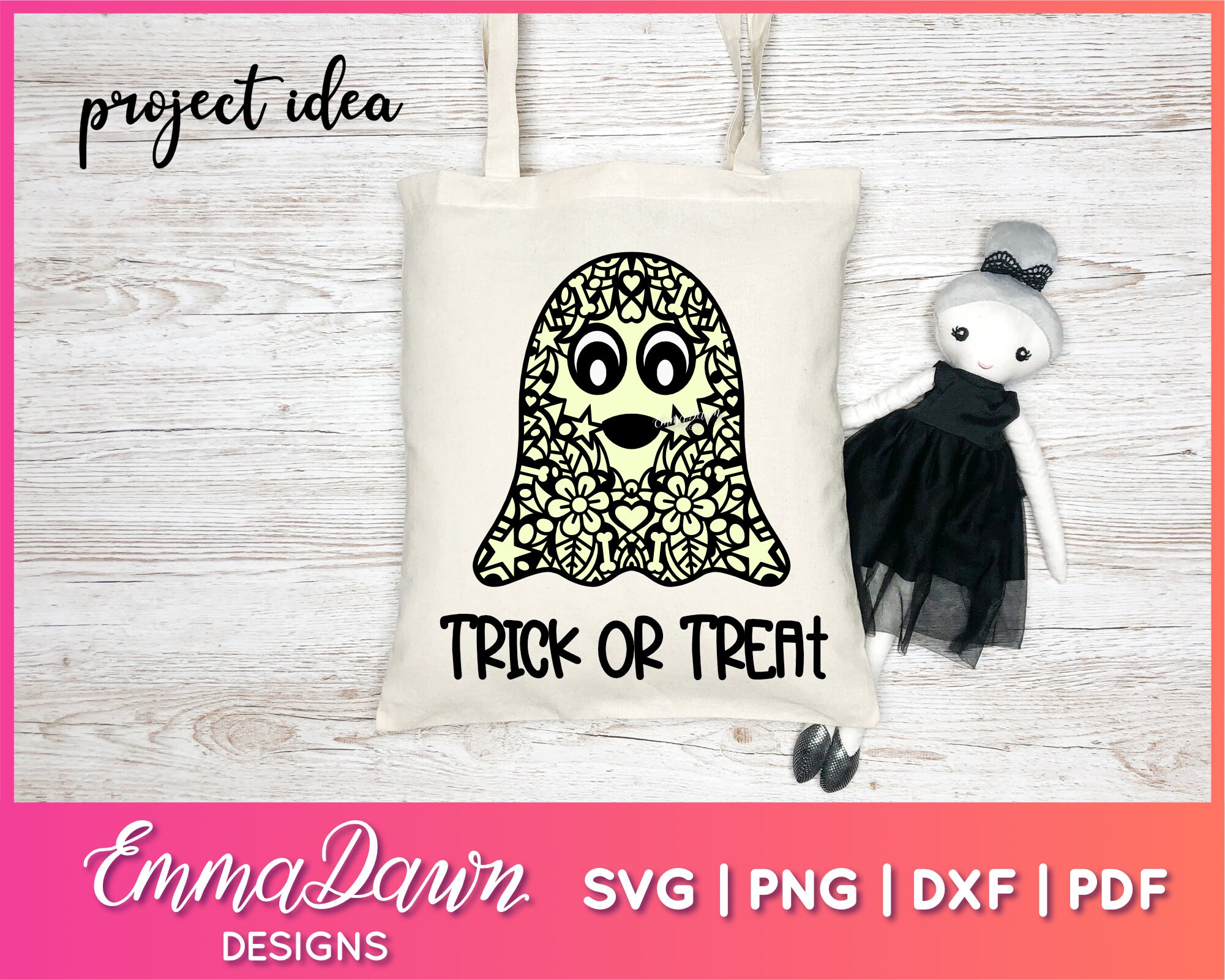 GLIMMER THE GHOST Halloween Mini Bundle Mandala / Zentangle 6 Designs ...