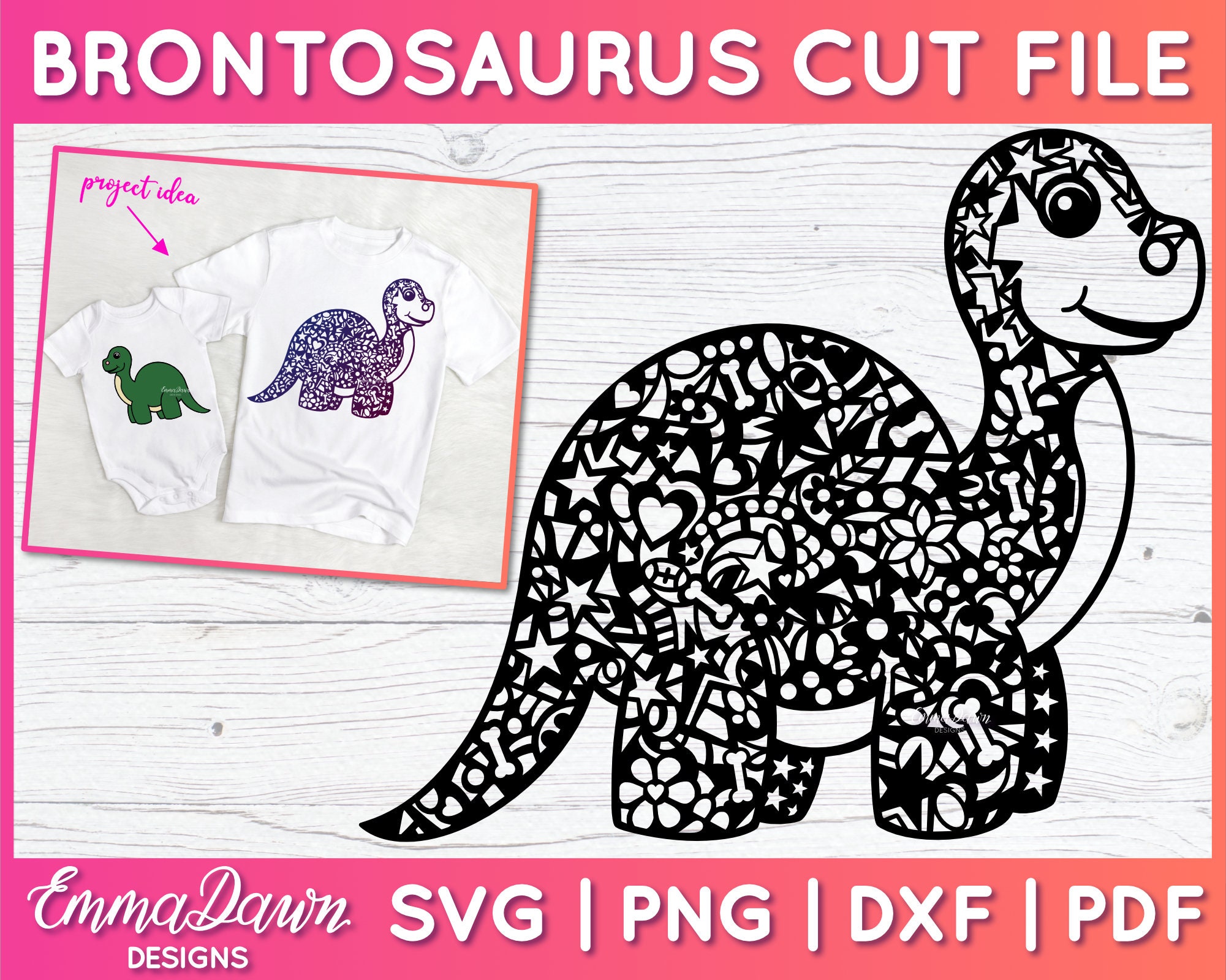 BRONTOSAURUS SVG Zentangle Dinosaur Cut File Mandala - Etsy