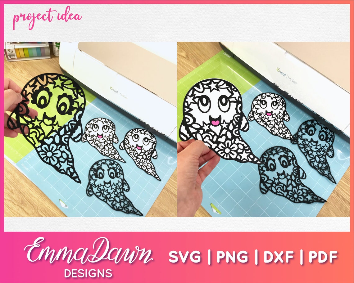 GLOW THE GHOST Halloween Mini Bundle Mandala / Zentangle 6 Designs Svg ...