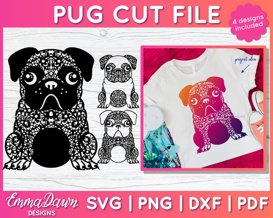 Pug Svg Pug Mandala Svg Pug Zentangle Svg Grumpy Pug Cut - Etsy