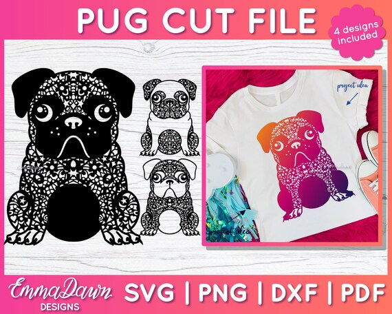 Pug Svg Pug Mandala Svg Pug Zentangle Svg Grumpy Pug Cut - Etsy