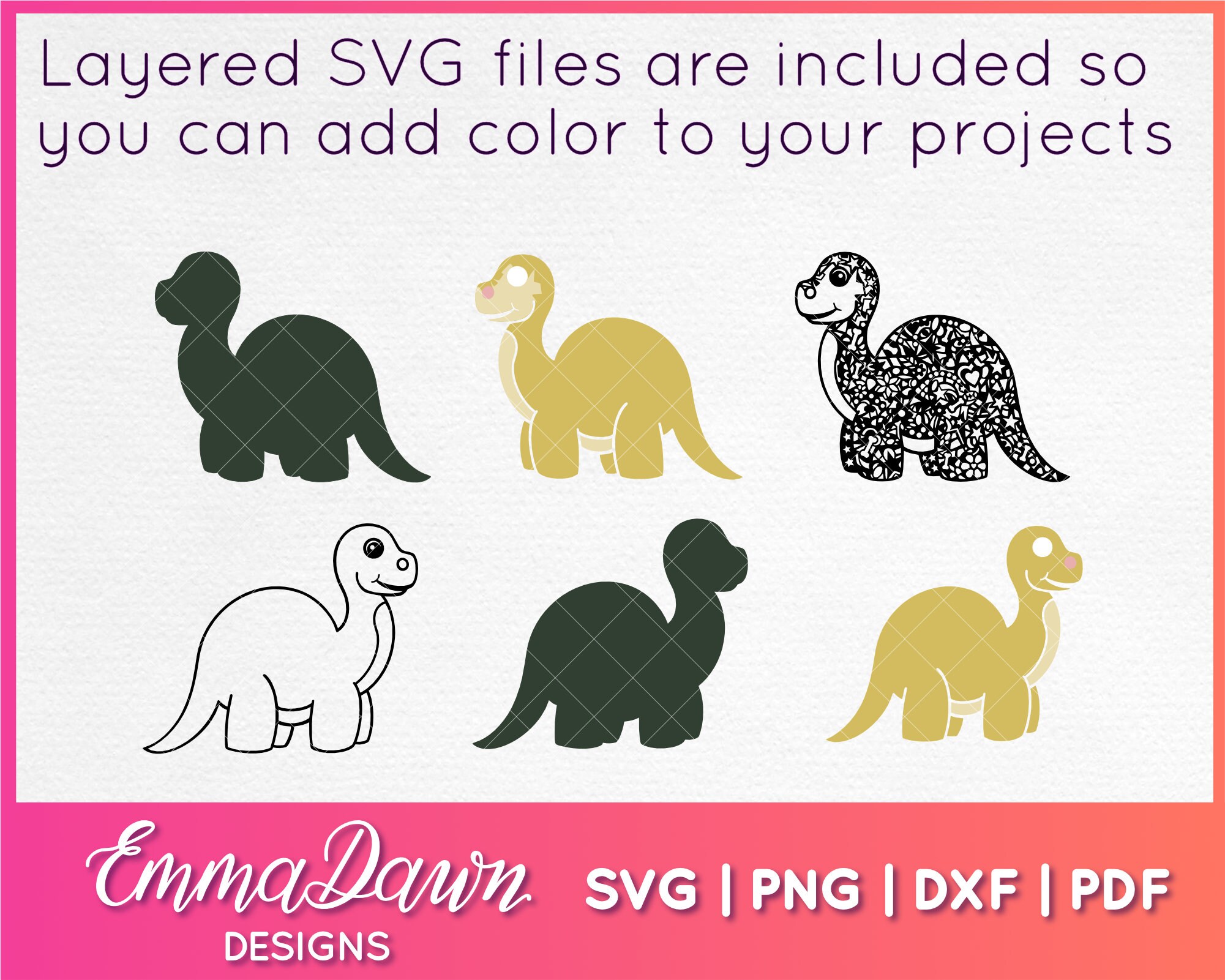 BRONTOSAURUS SVG Zentangle Dinosaur Cut File Mandala - Etsy
