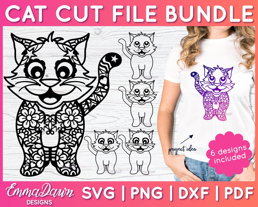 Cat SVG Bundle for Cricut and Silhouette, Cat Mandala SVG, Cat ...