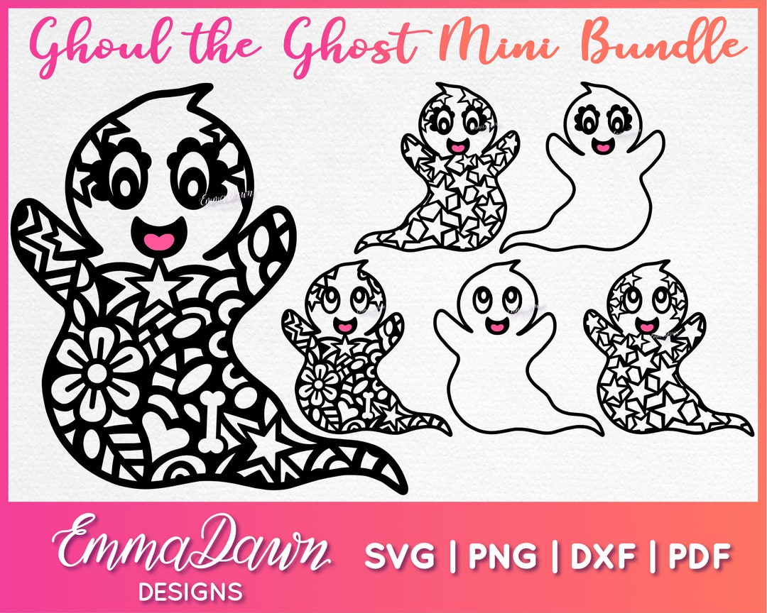 GHOUL THE GHOST Halloween Mini Bundle Mandala / Zentangle 6 Designs Svg ...