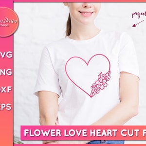 Flower Love Heart SVG, Flower Heart Cut File, Love Heart SVG for Cricut ...
