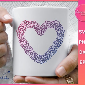 Floral Heart SVG, Flower Heart Cut File, Love Heart SVG for Cricut ...