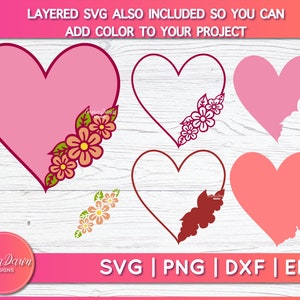 Flower Love Heart SVG, Flower Heart Cut File, Love Heart SVG for Cricut ...