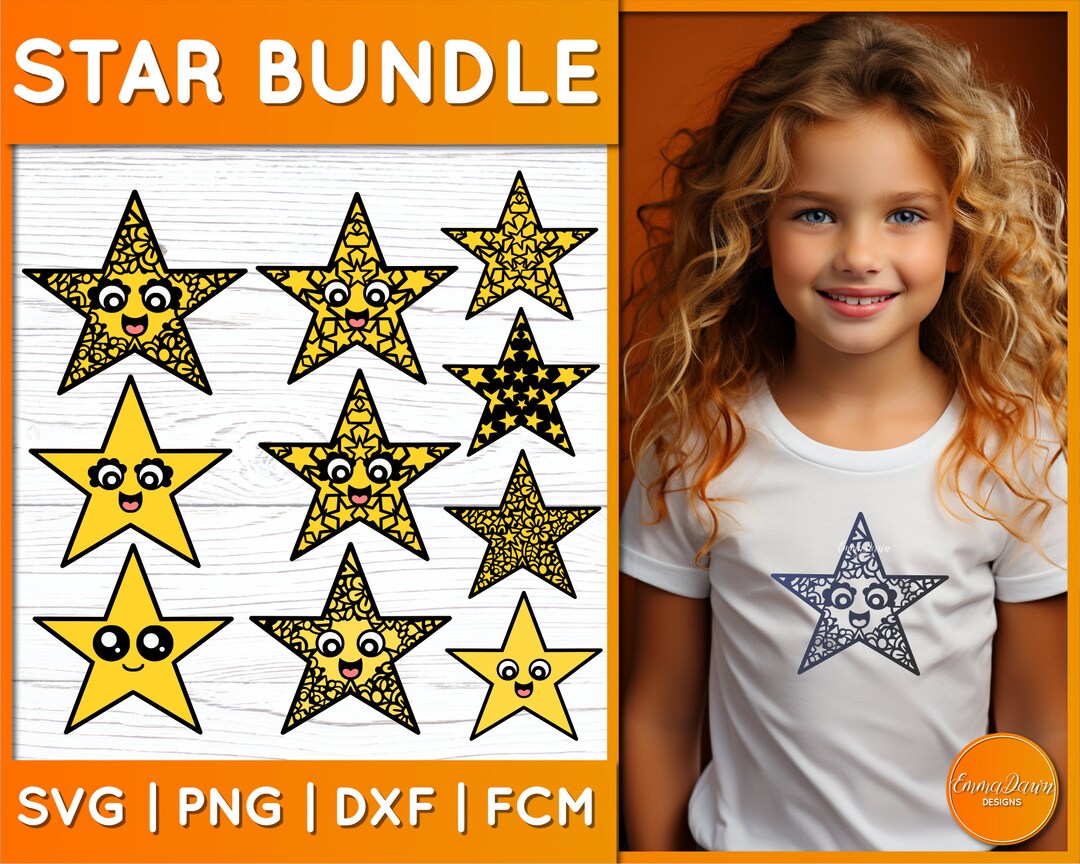 Cute Star SVG Bundle, Star Cut File, Star Silhouette SVG, Star SVG for ...
