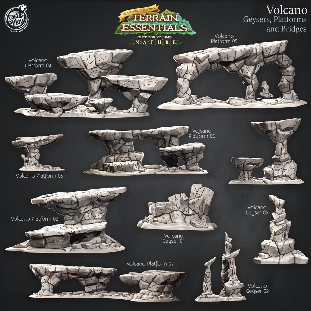Volcano Terrain Castnplay 3D Printed Terrain Resin Dungeons and Dragons ...