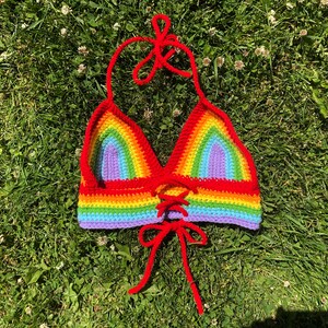 CUSTOM Rainbow Crochet Top, Pick Your Size, Crochet Crop Top, Crochet ...
