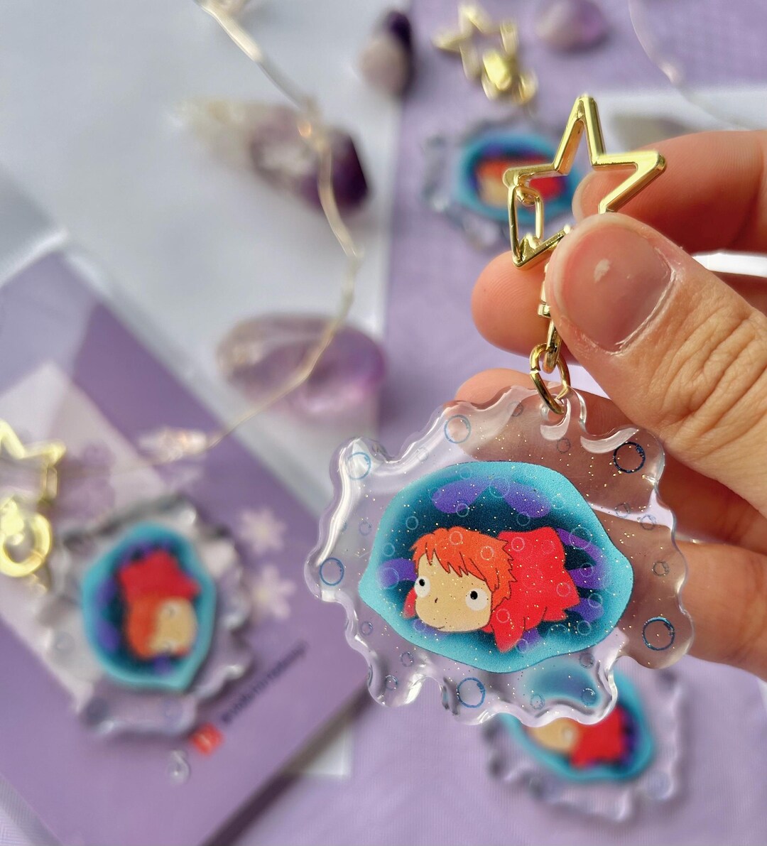 Kawaii Cute Acrylic Keychains, Studio Ghibli Gadget, Ponyo, Cute Charms ...