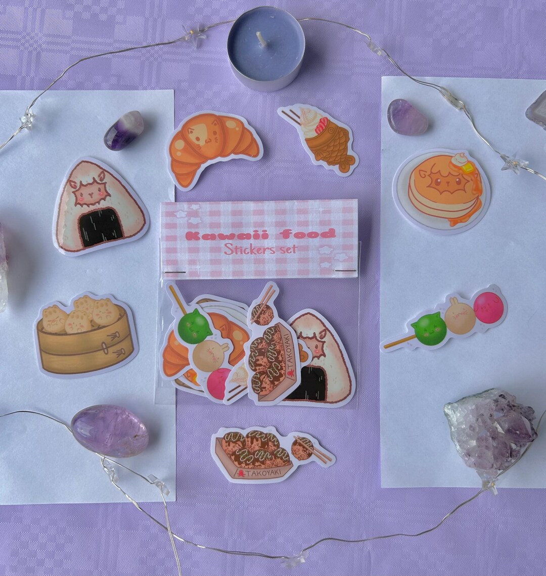 Cute Kawaii Stickers Set, Kawaii Food, Stickers Collection, Onigiri ...