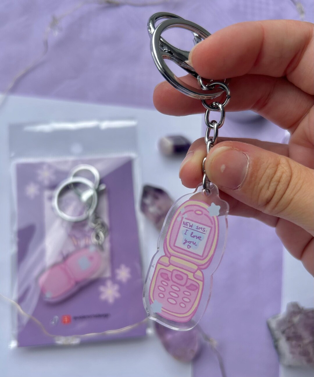 Kawaii Cute Acrylic Keychain, Aesthetic Keyring, 90s Nostalgia ...