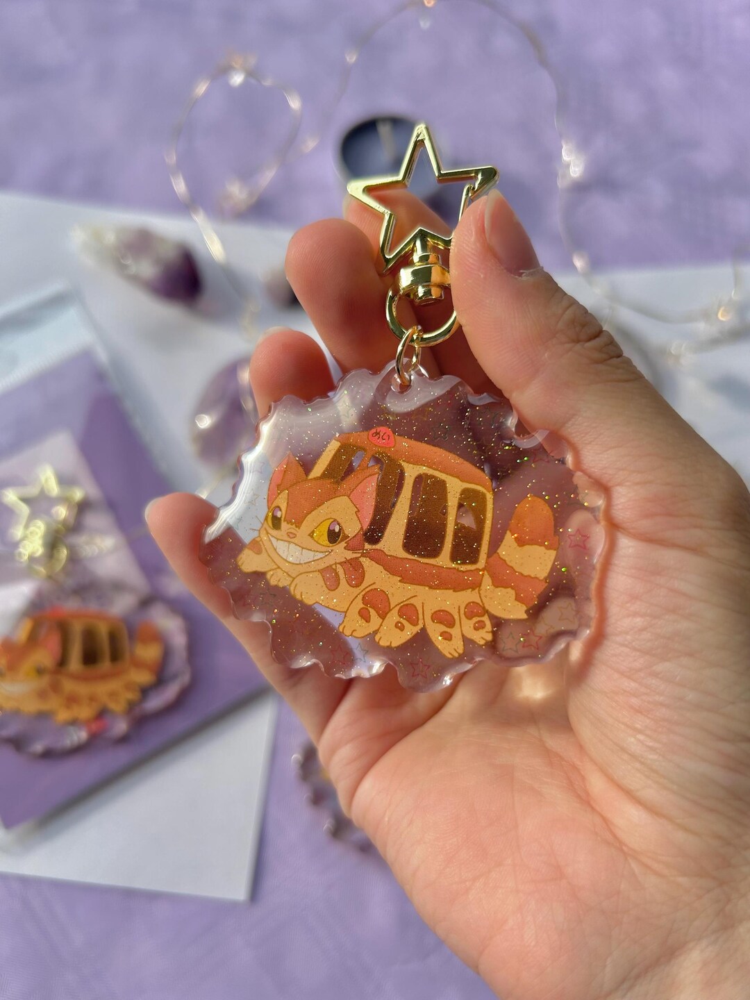 Kawaii Cute Acrylic Keychains, Studio Ghibli Gadget, Totoro, Cat Bus ...