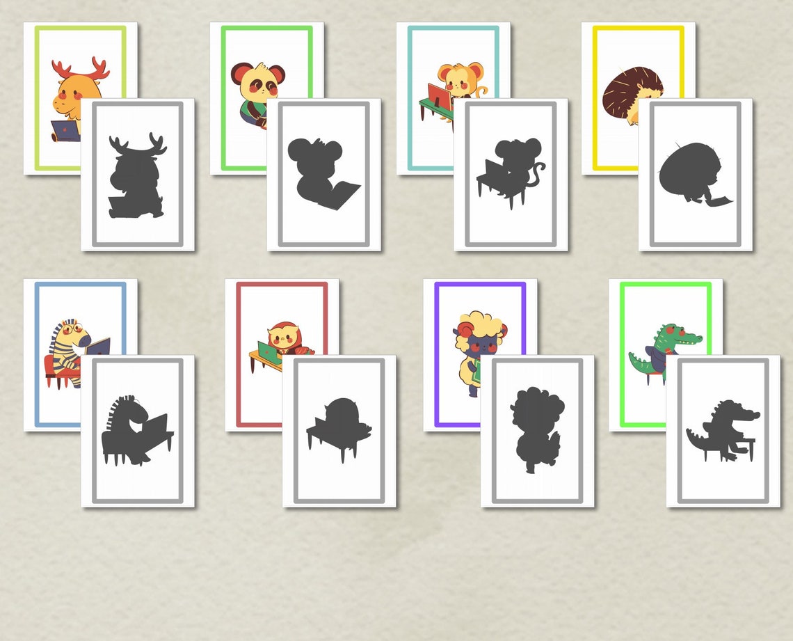 SHADOW MATCHING CARDS Fun Matching Game Find a shadow | Etsy