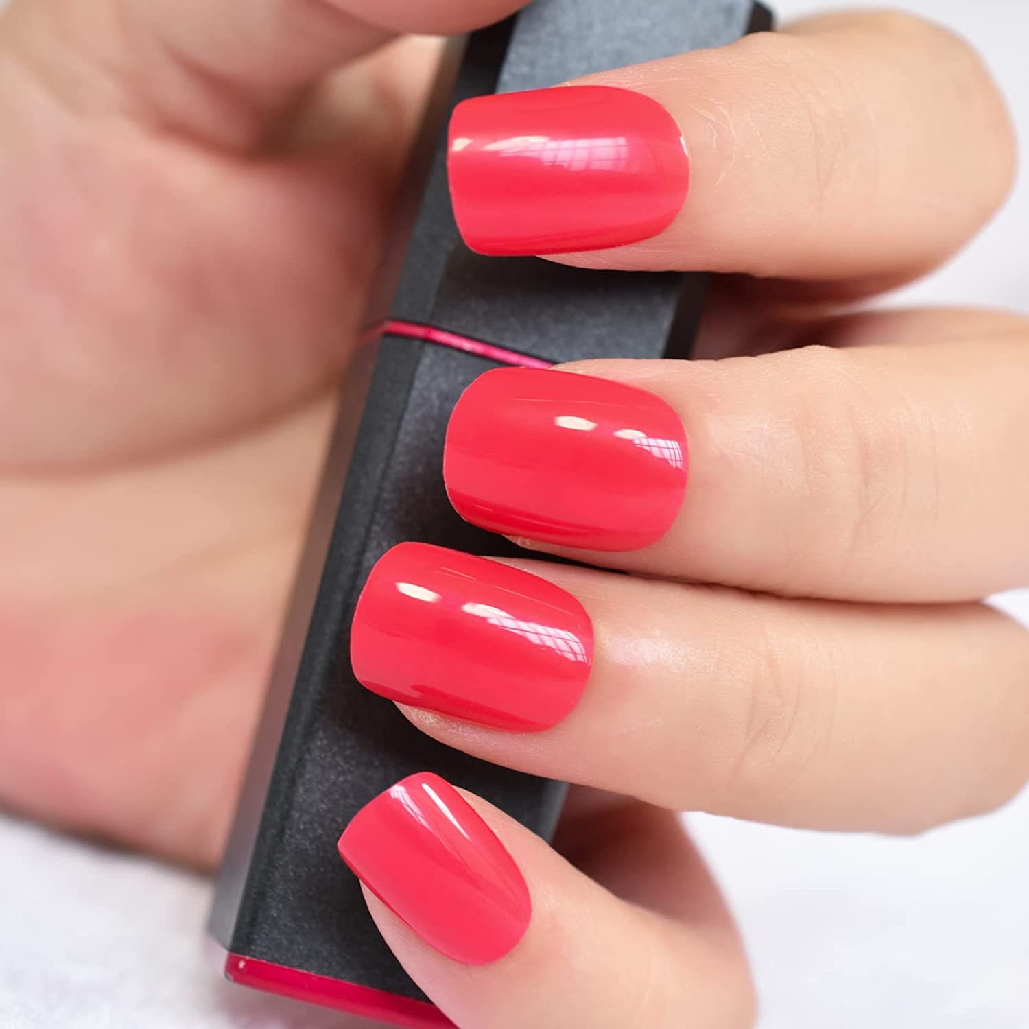 EDA LUXURY BEAUTY Pink Press on Nails Elegant Design Shiny Gel Bright ...
