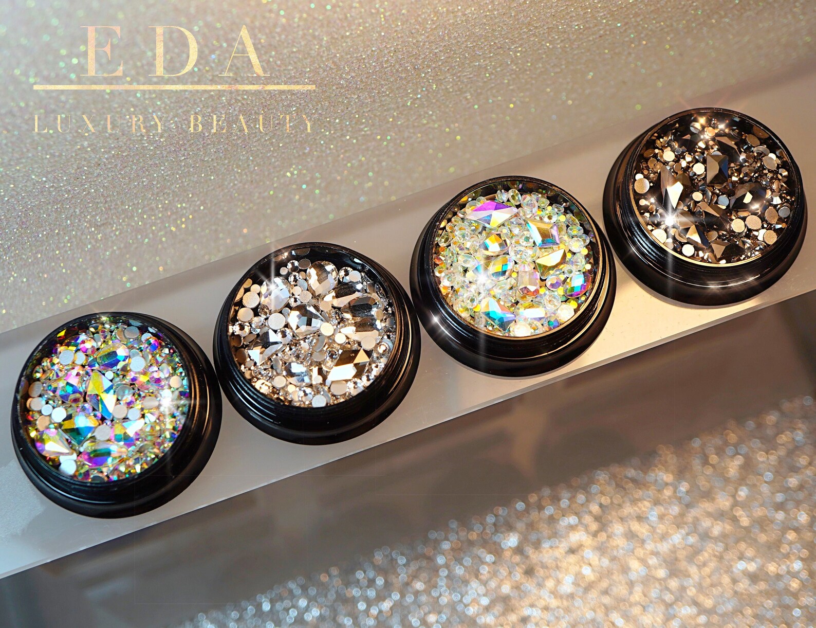 EDA Luxury Beauty Jet Metallic Silver Black 3D Diamond - Etsy