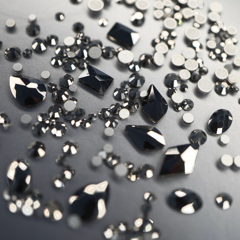 EDA Luxury Beauty Jet Metallic Silver Black 3D Diamond - Etsy