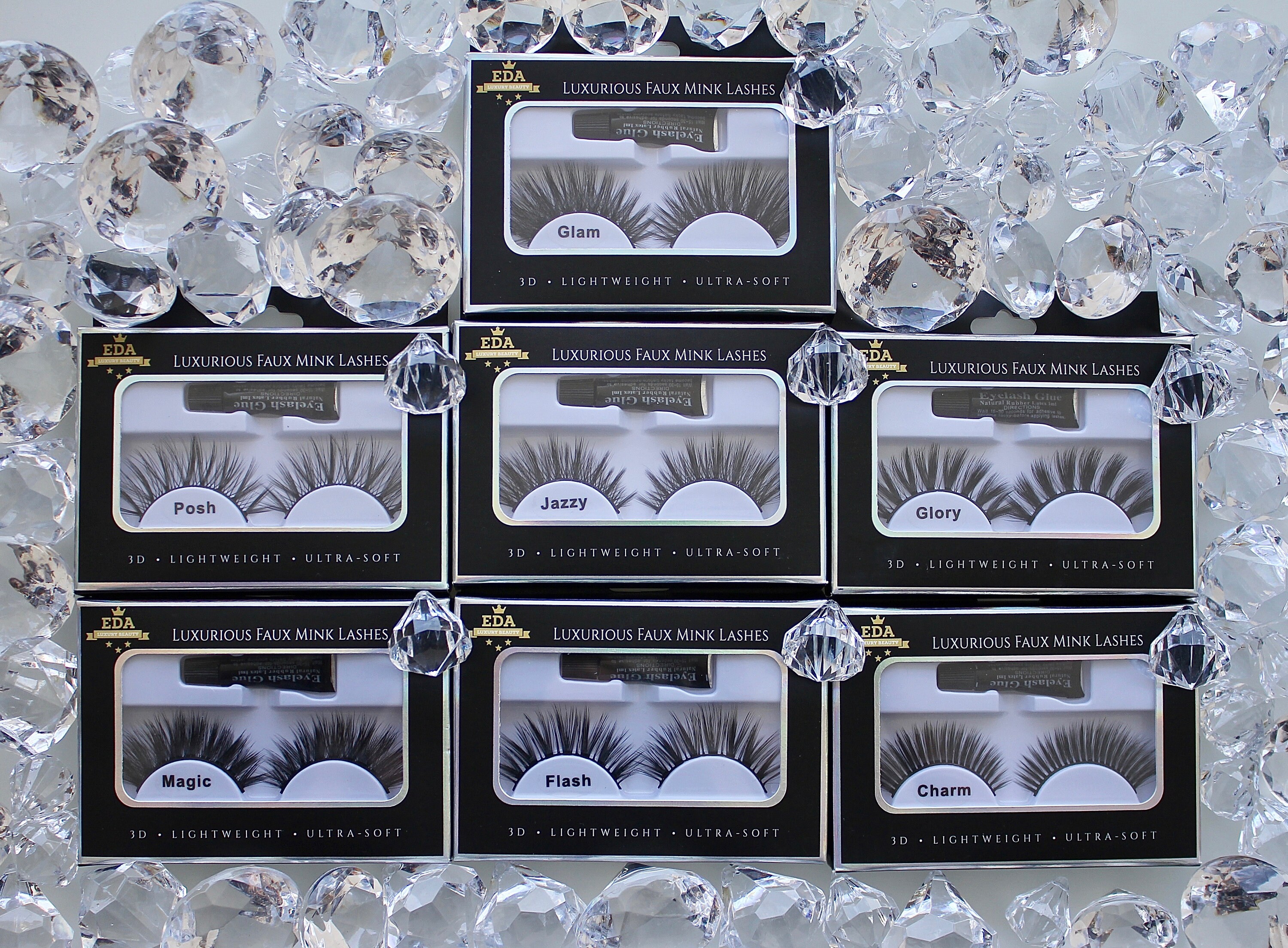 EDA LUXURY BEAUTY Magic 3D Faux Mink False Lashes Double Layered Full ...