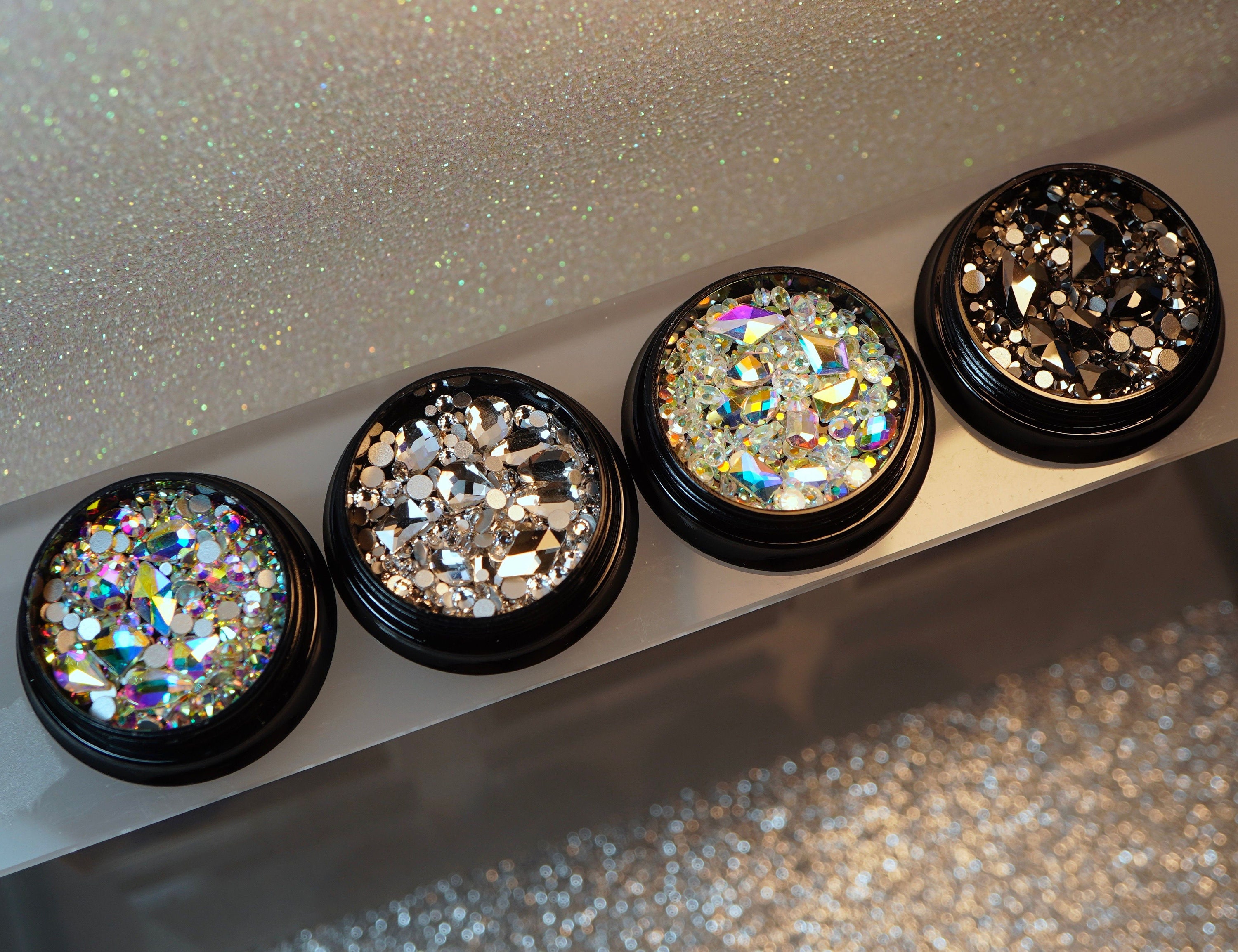 EDA Luxury Beauty Jet Metallic Silver Black 3D Diamond | Etsy