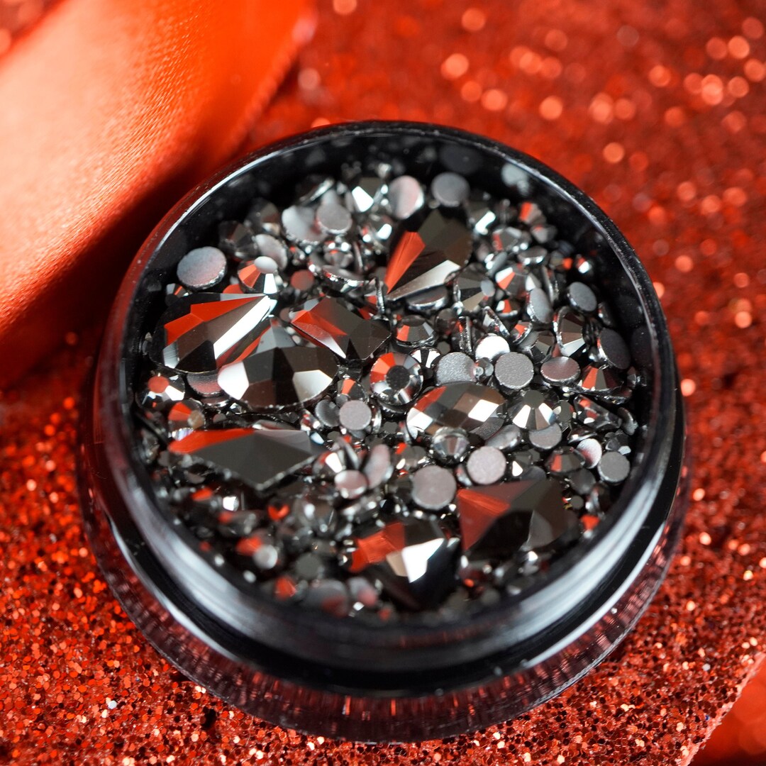 EDA Luxury Beauty Jet Metallic Silver Black 3D Diamond - Etsy