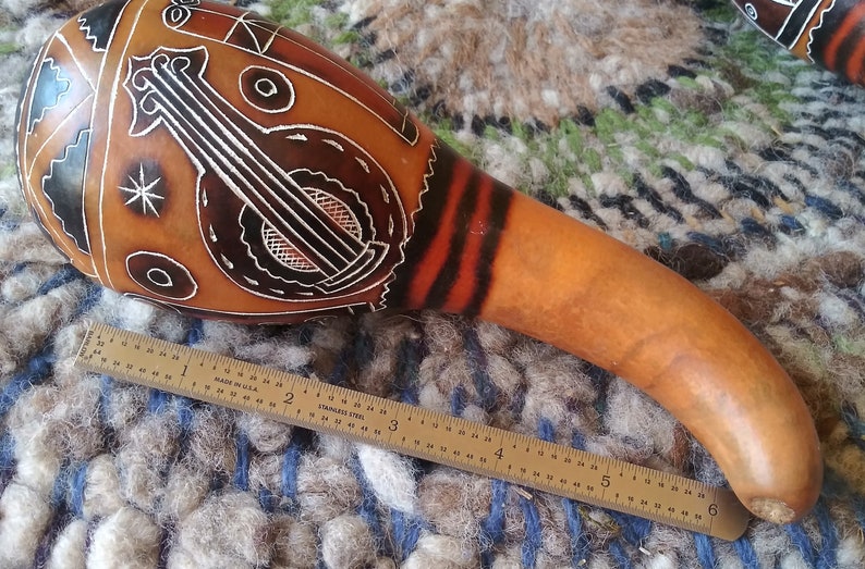 Hand Carved Gourd Maracas From Peru-back in Stockbeautiful - Etsy