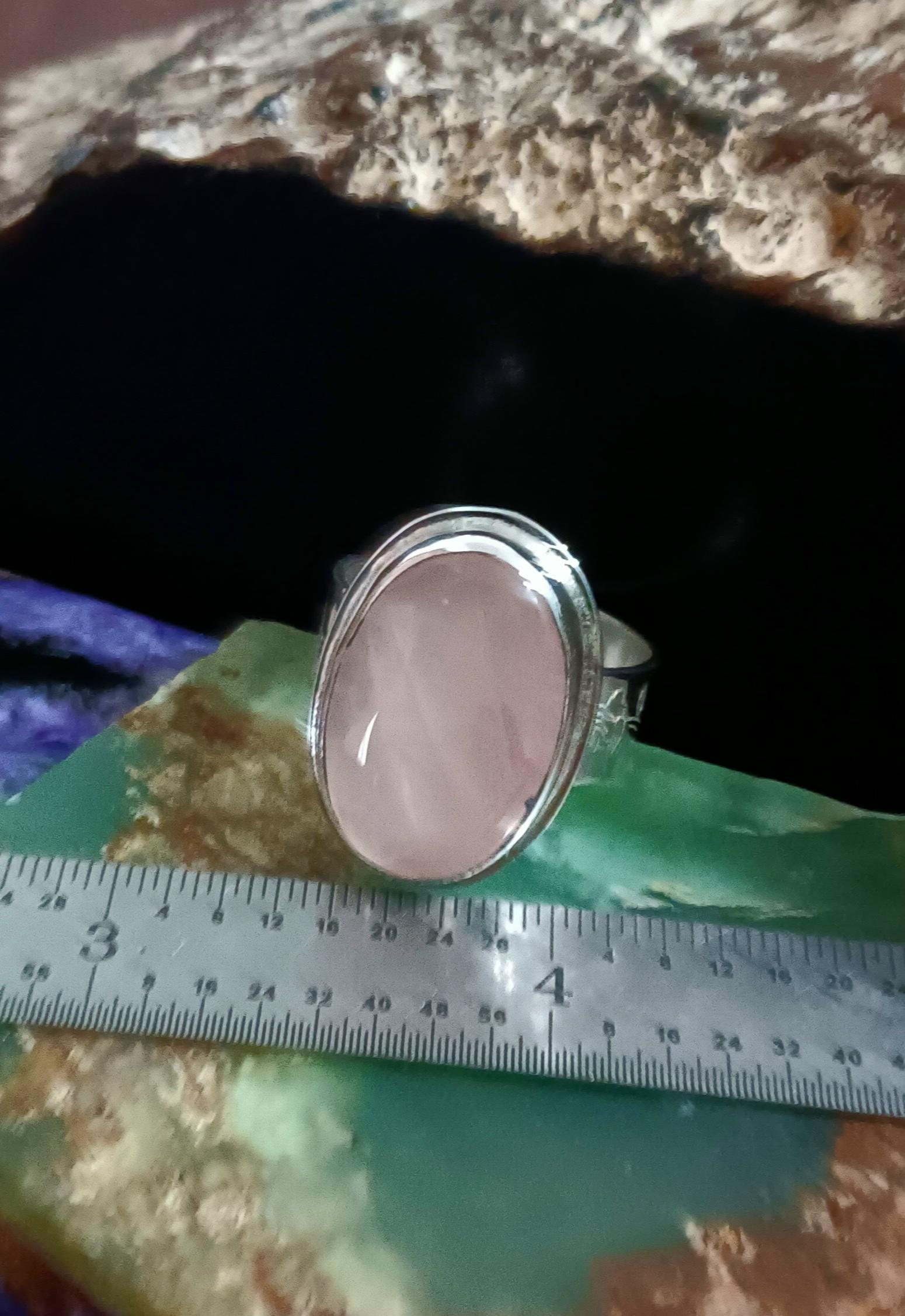 Rose Quartz (natural) Ring. Silver Band With Rose & Star Stamps. Made ...