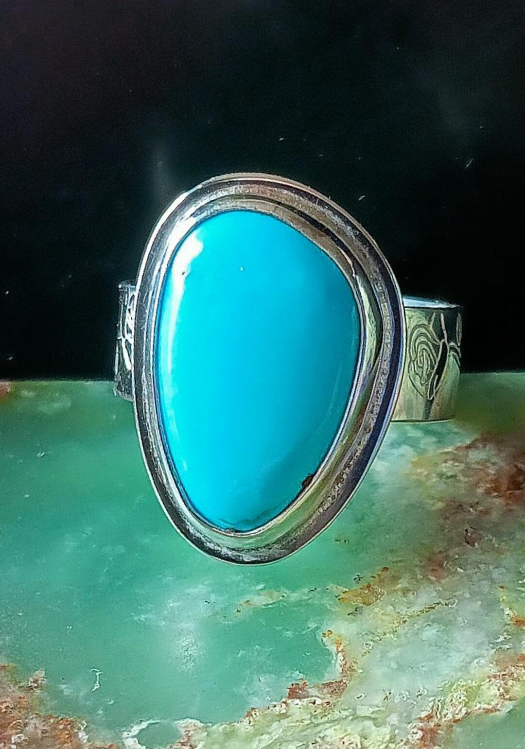Rare Sleeping Beauty AAA Ring. Untreated-natural. Handmade in Mendocino ...