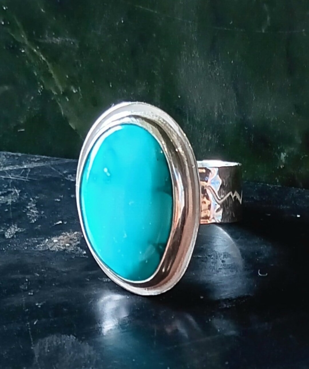 Nice Royston Turquoise Ring-untreated Natural Gem. Handmade Rare ...